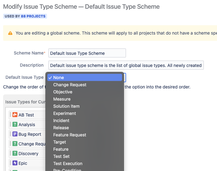 Setting the default value in issue type system fie...