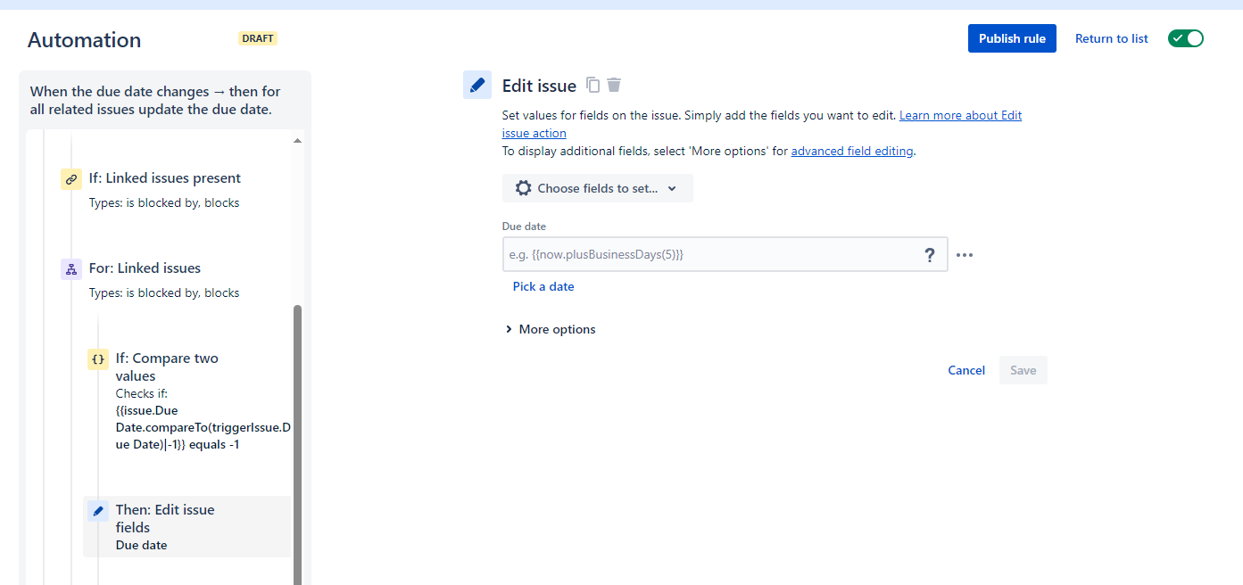 Jira linked issues automatization