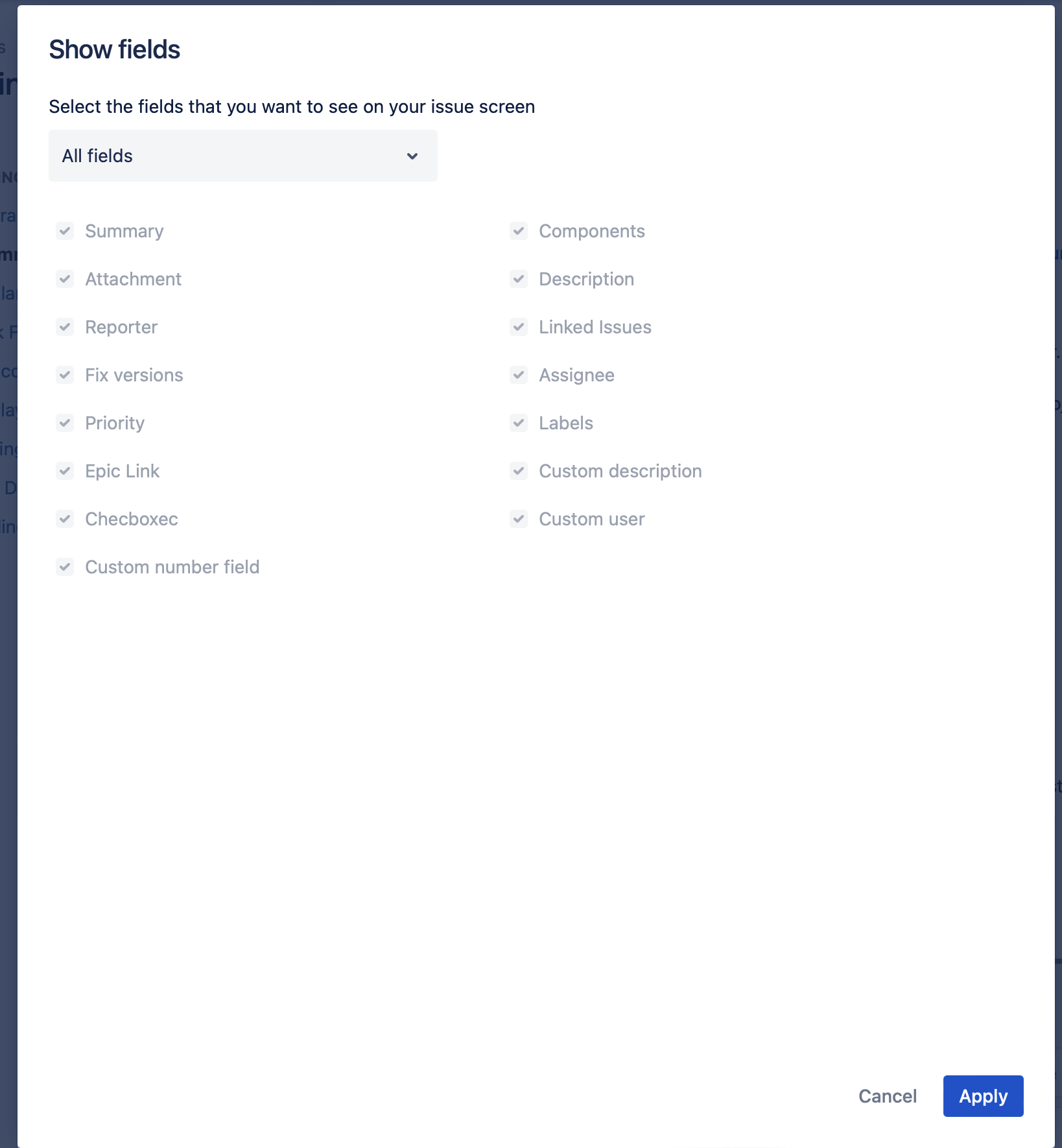 Create Issue Pop up showing two different views