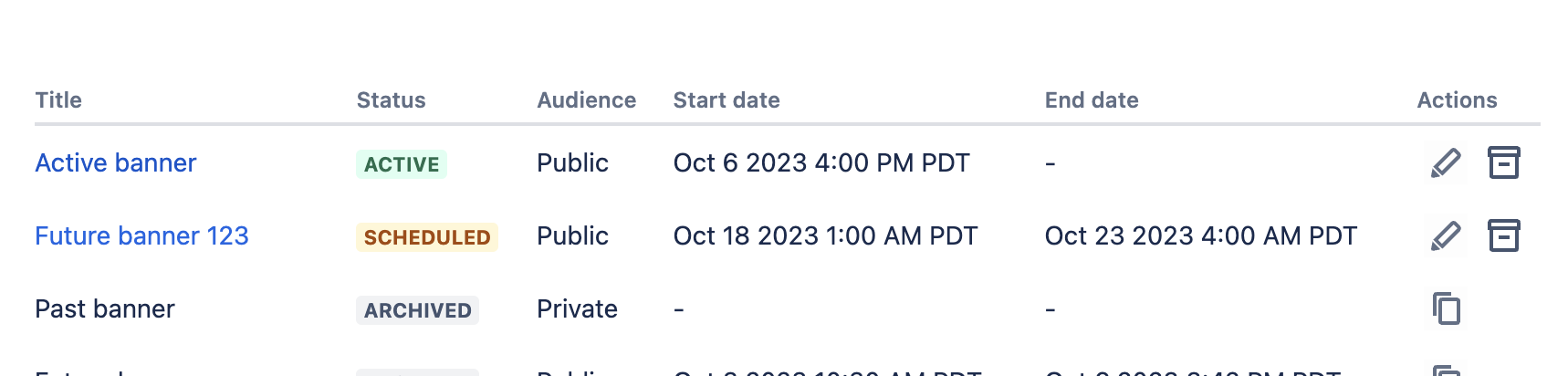 Announcement banners: now able to be scheduled! - Atlassian Community