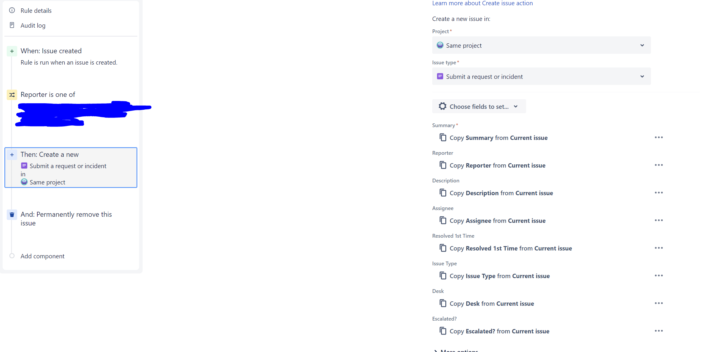 Automation create ticket doesnt use correct issue ...