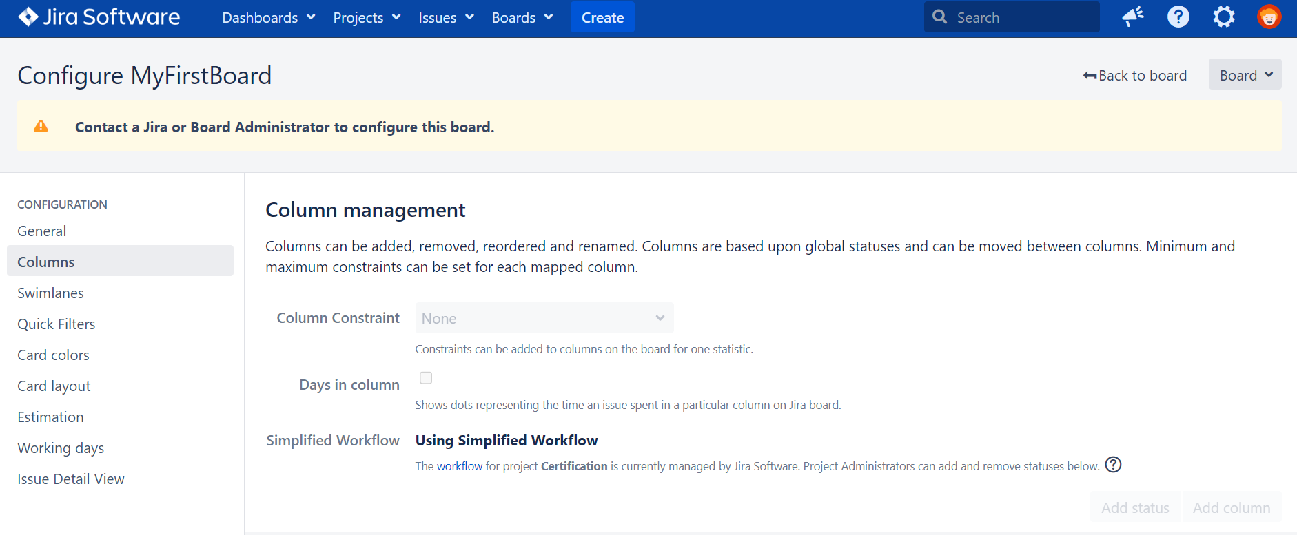 Solved: Board configuration for project admin