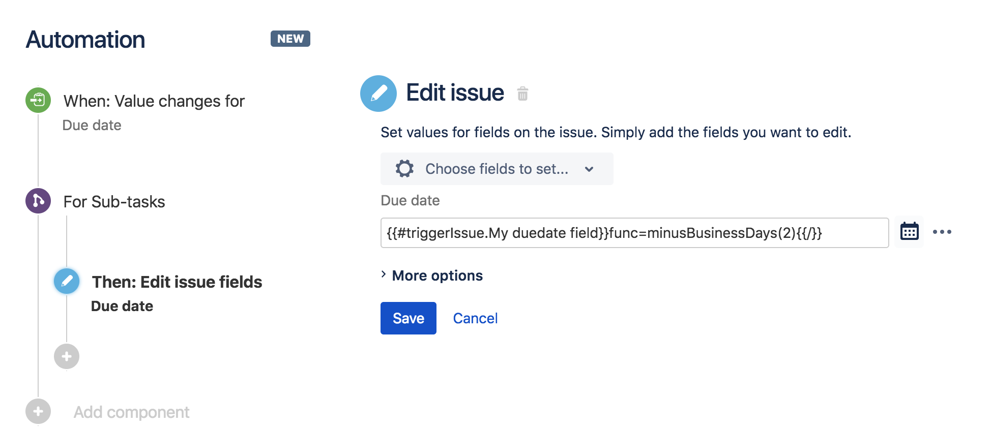 How to update the (custom) date fields of sub-task...