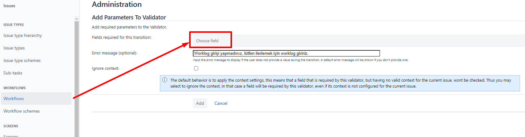 Solved: Making the worklog field a mandatory field when sw...