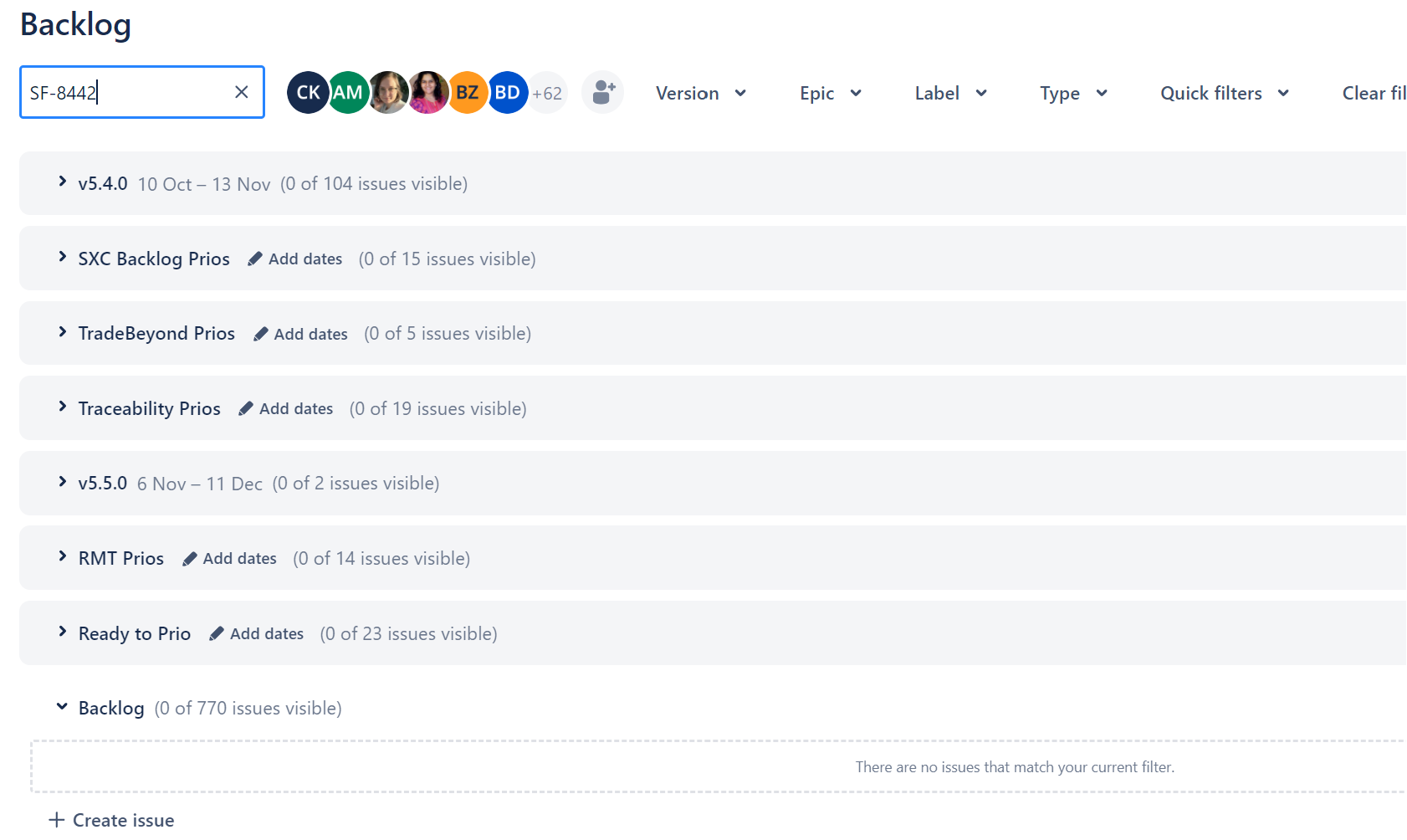 Issue shown in the filter result but not showing i...