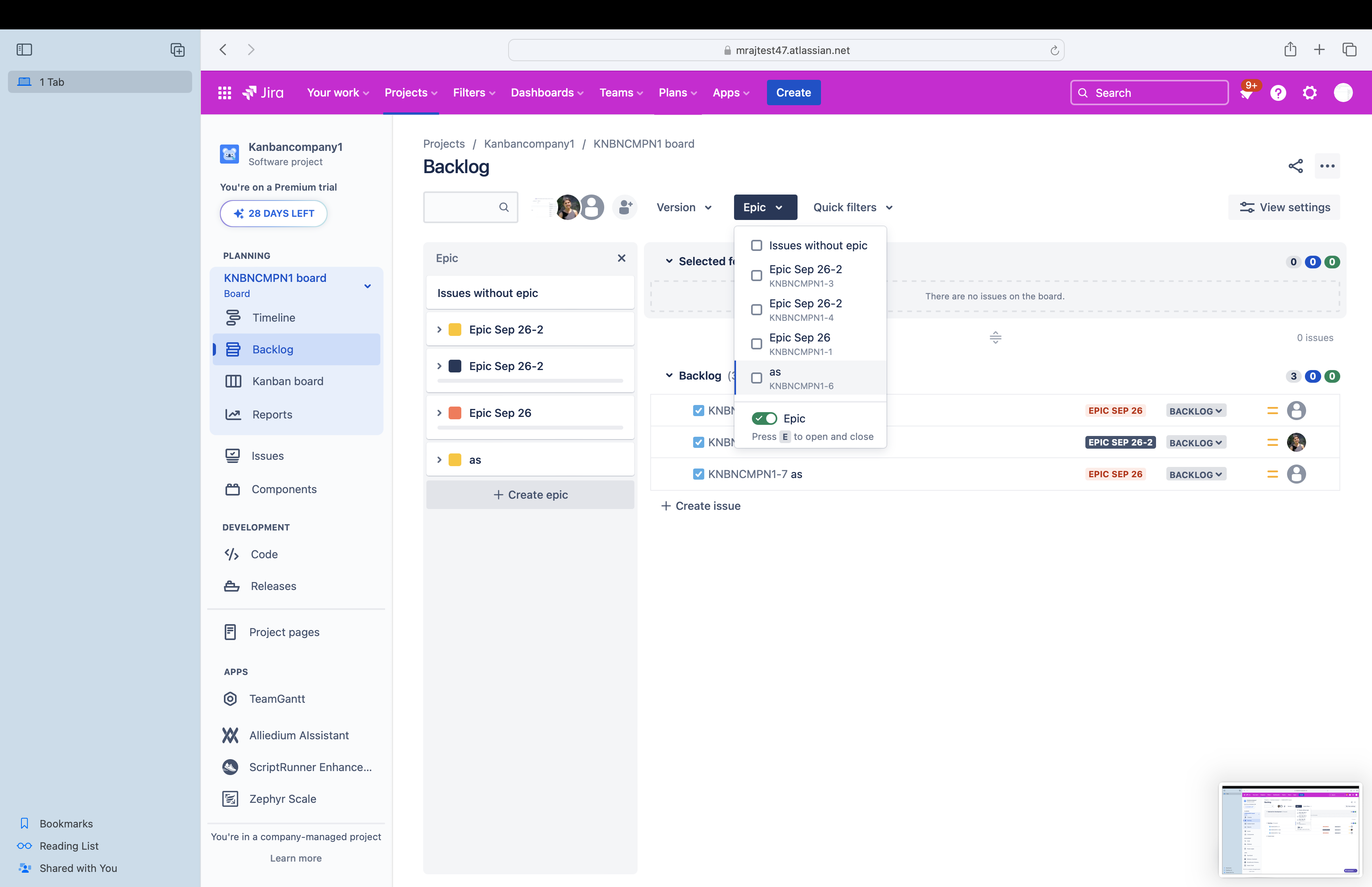 Solved Epic Not An Option Create Issue Selection List