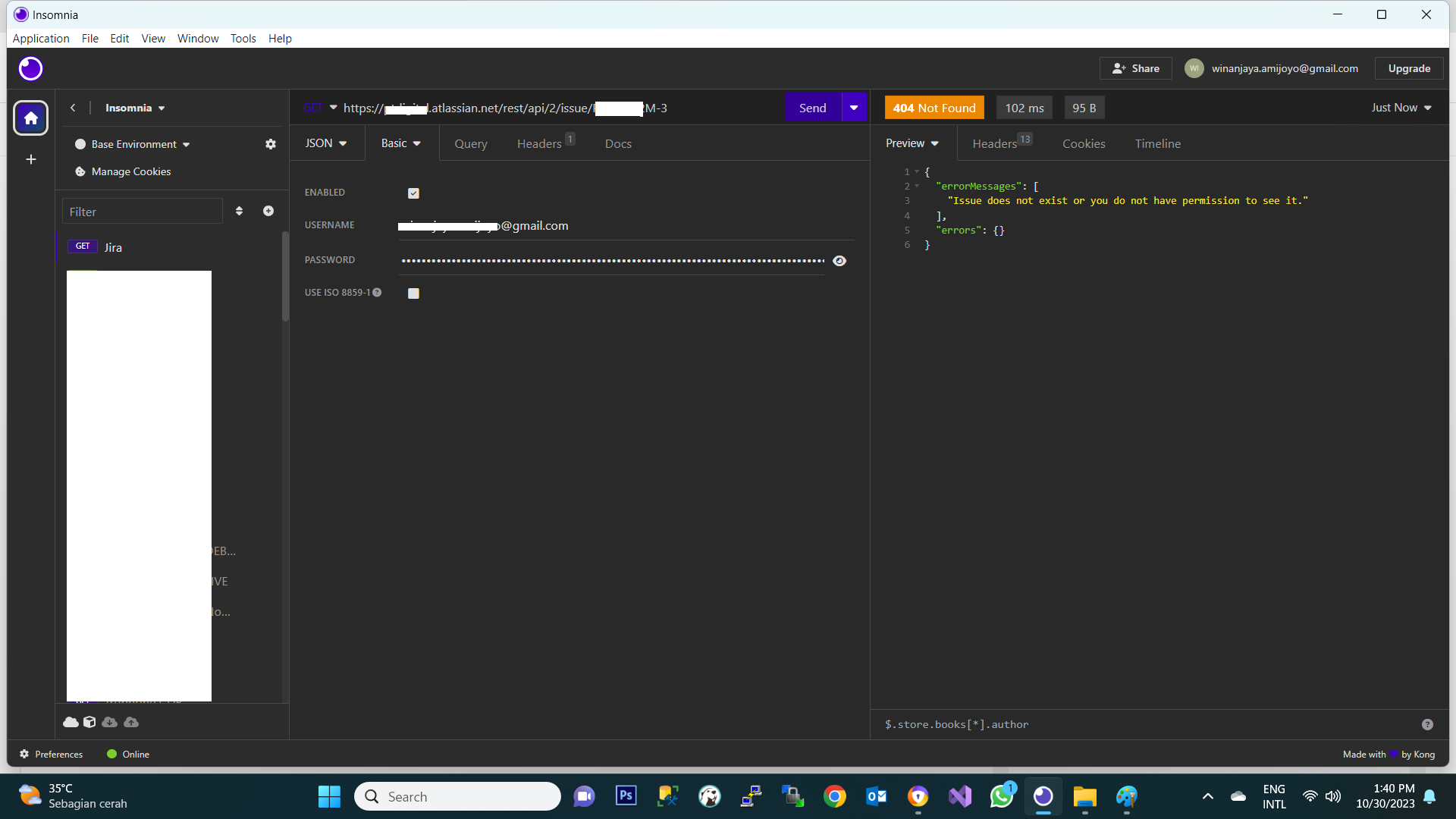 Issue does not exist or you do not have permission...