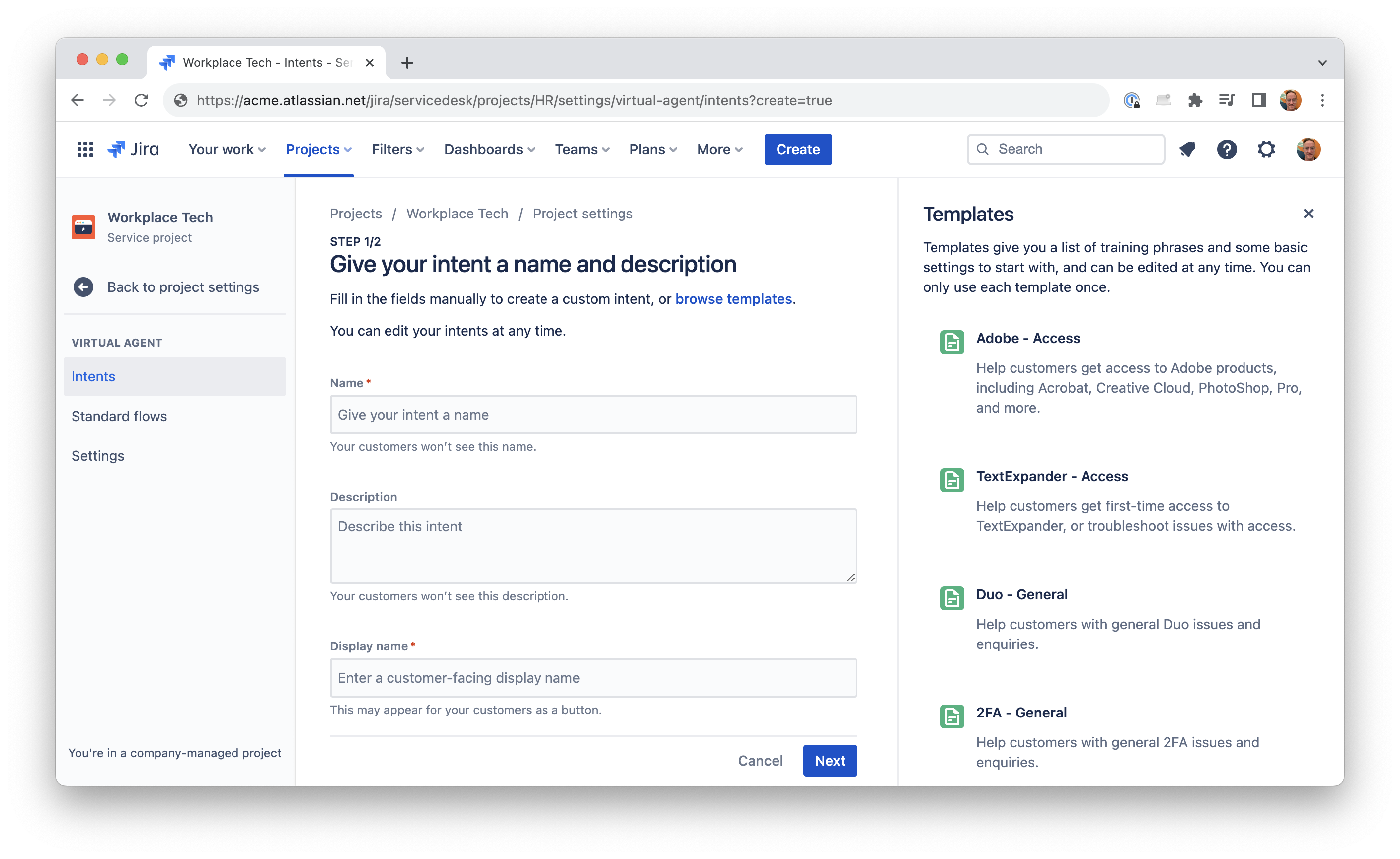 Jira Service Managment virtual agent now GA