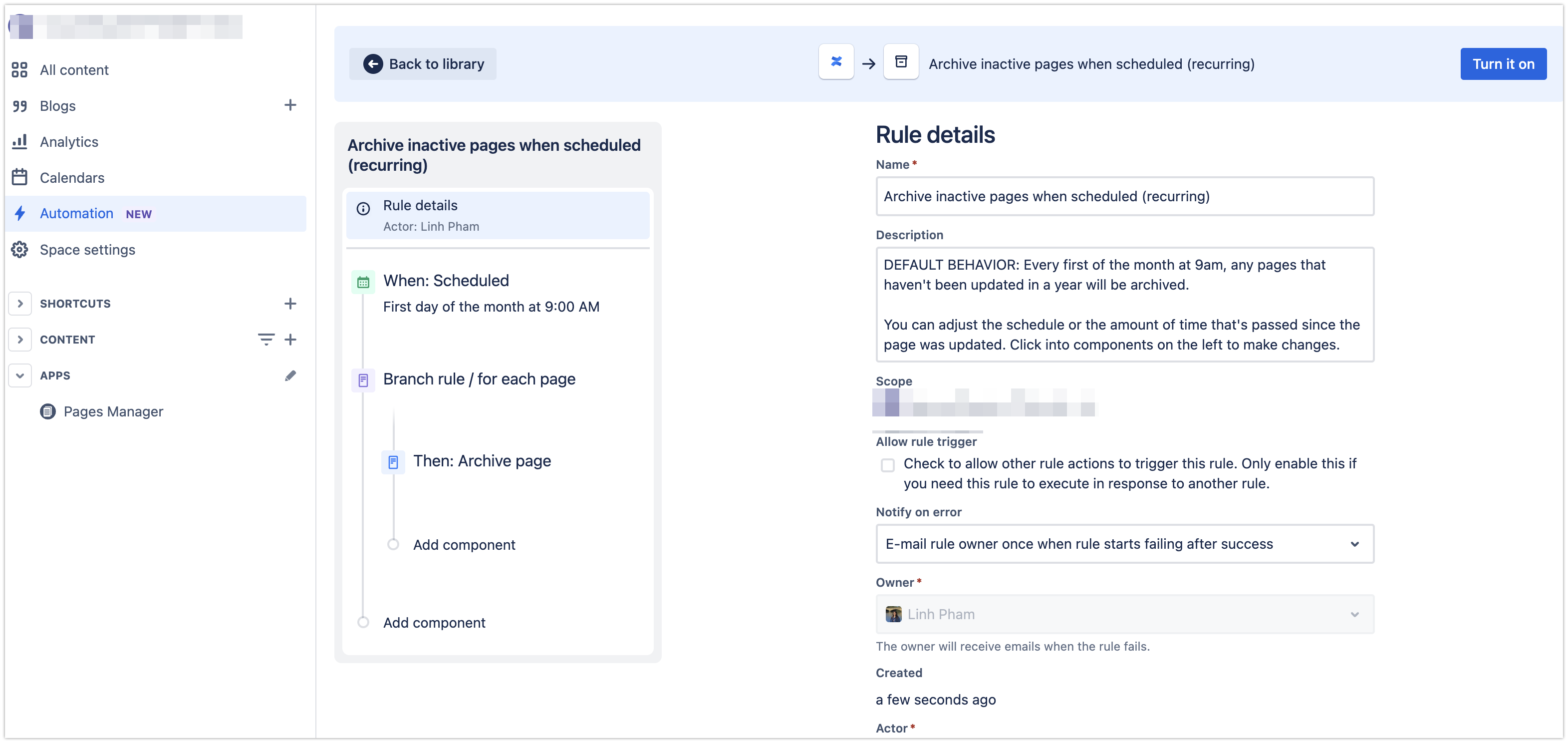 Manage Confluence pages: bulk page updates, order, and content alerts