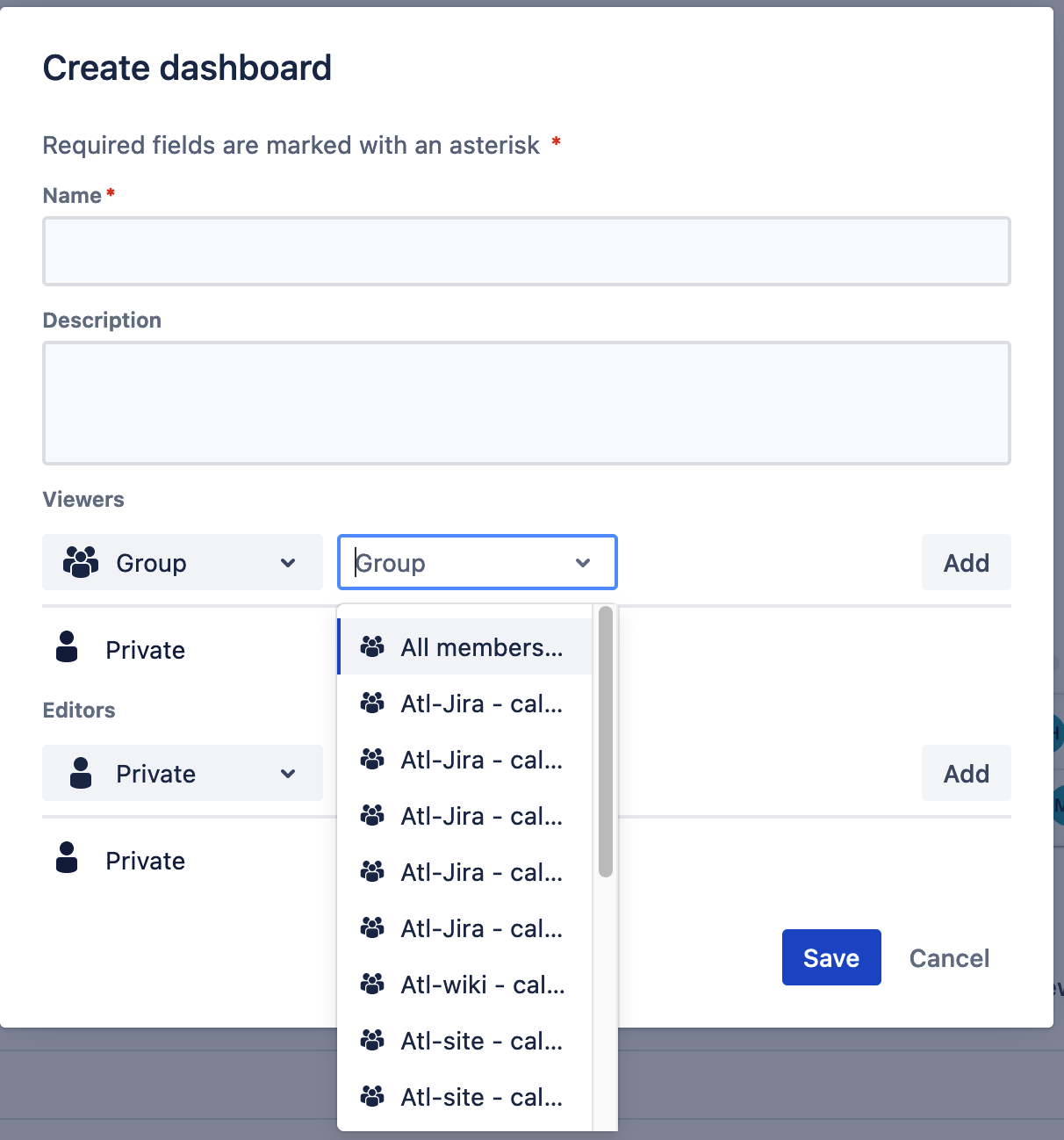 Group names are not visible due to drop down width...