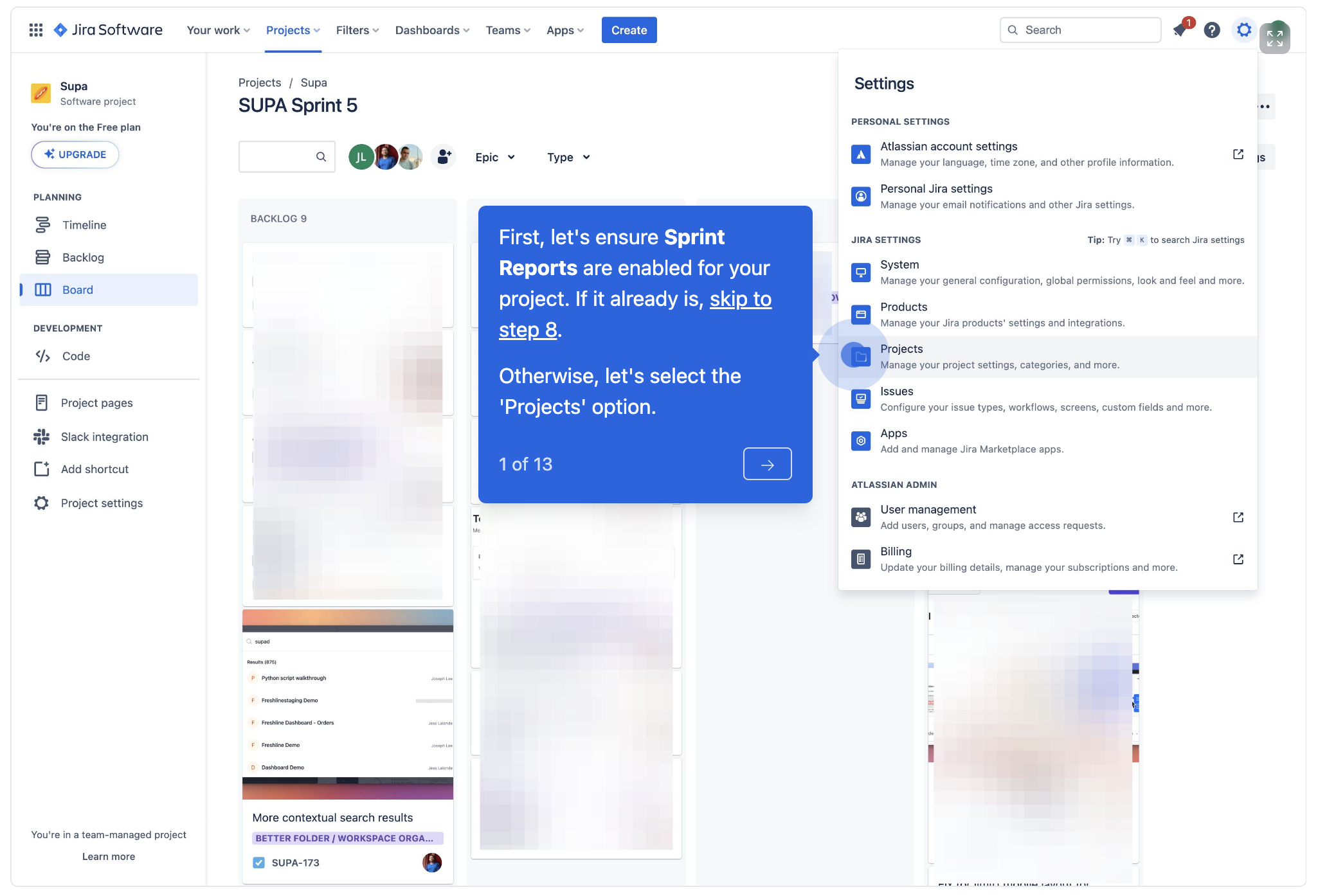 How to view tickets from past sprints on Jira Soft...