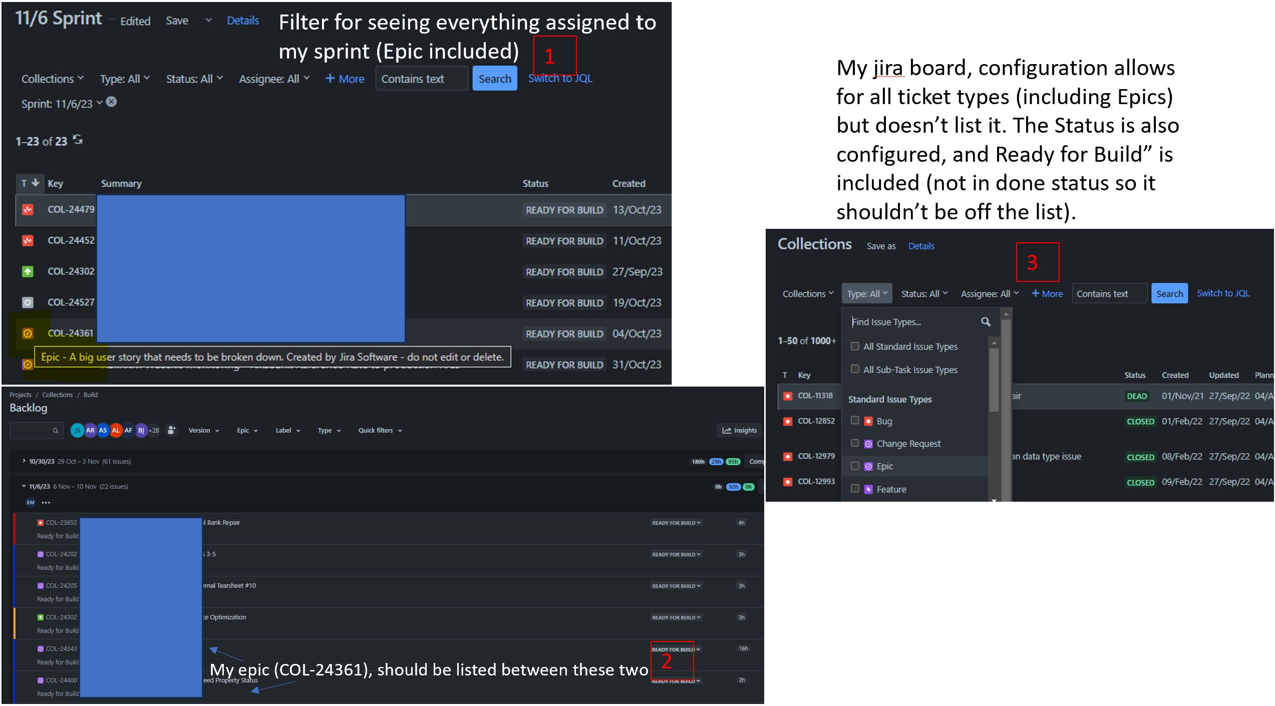 Solved: Epic tickets do not show up in Sprint Backlog, but...