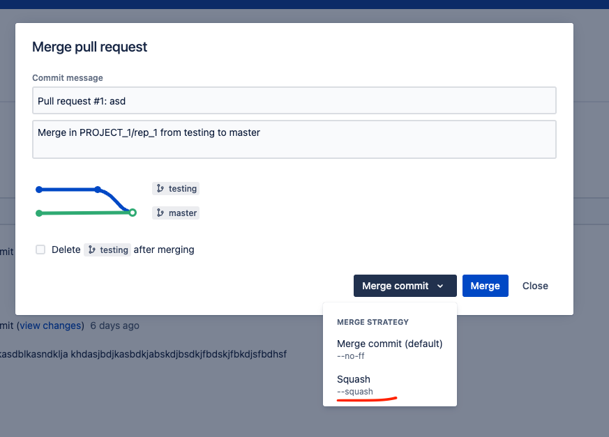How to squash the merge commit directly from ui