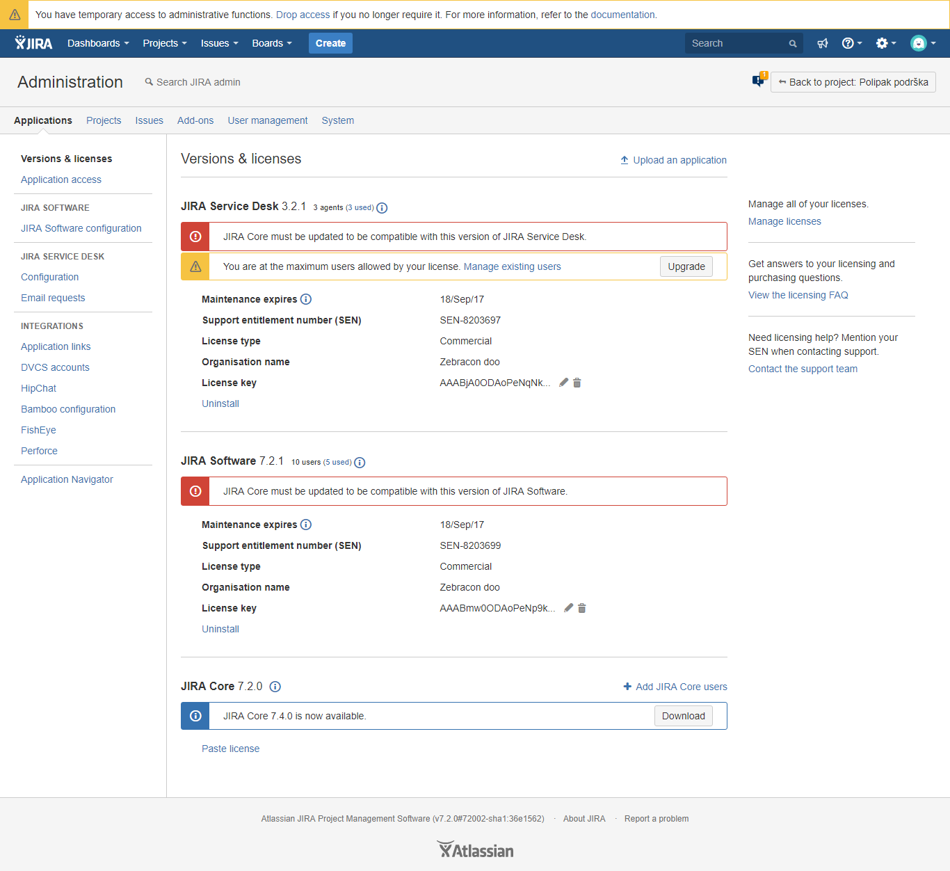 JIRA upgrade