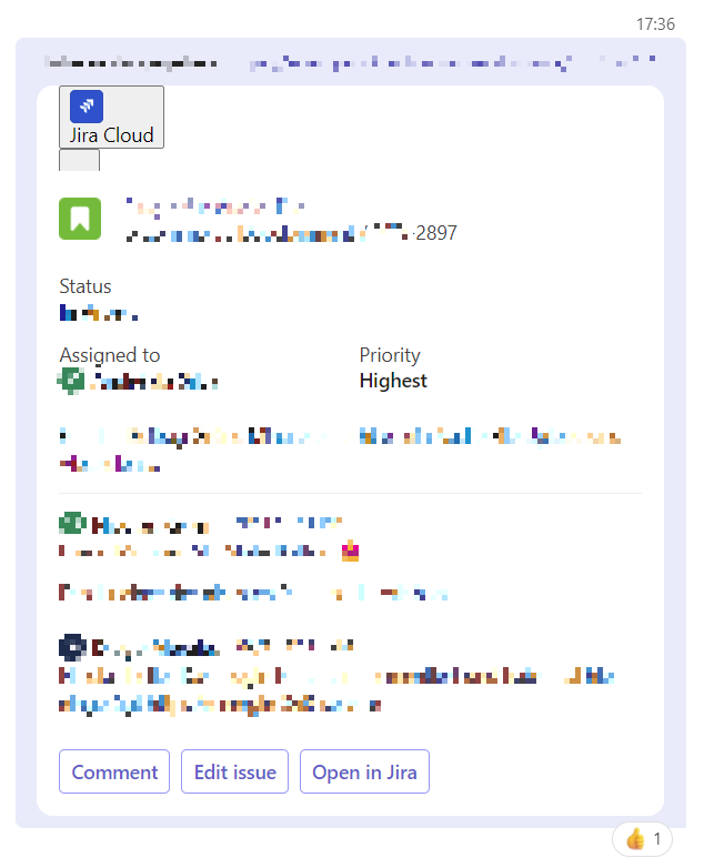 Layout of Jira Cards within the new Microsoft Team...
