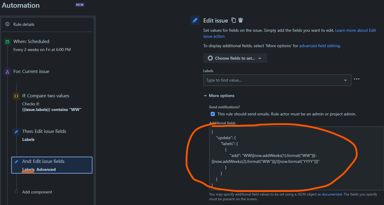Automation label text