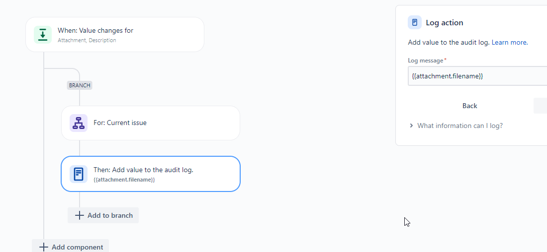 Log action does not show up the requested field va...