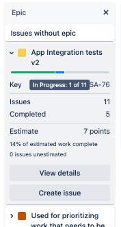 How to display a list of epics and their progress?