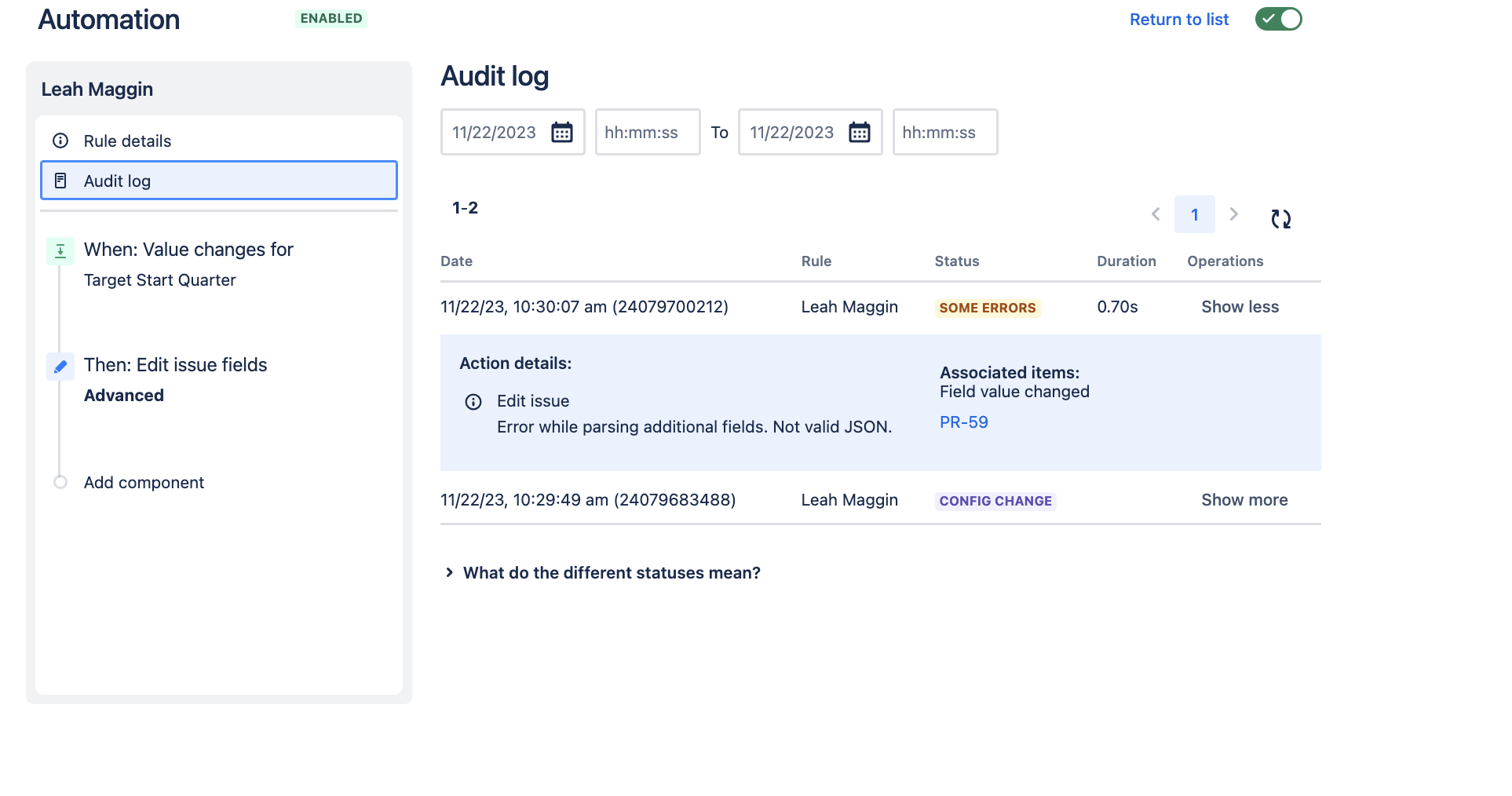 How to create an automation to update a custom dat...