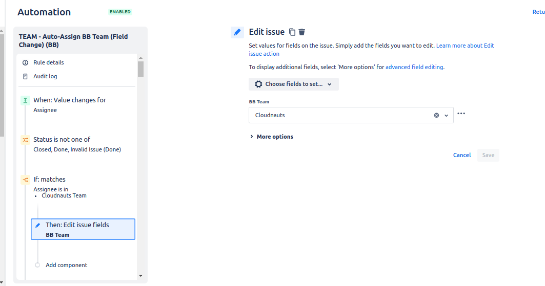 In Automation rule Audit log says "No Action Perfo...