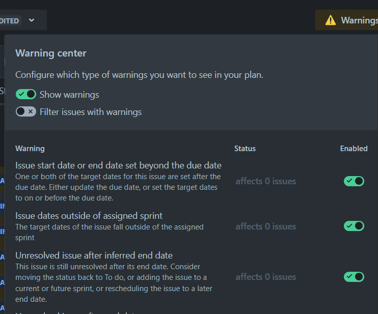Solved: Jira Premium - Warning Sign for the chosen fields