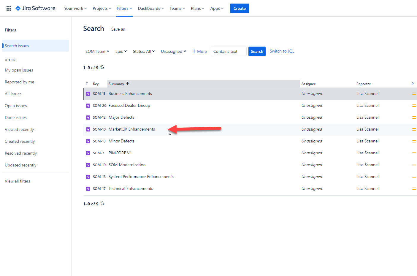 Updating Epic Link in Bulk Edit on Team Project