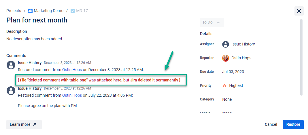 Jira Cloud: How to restore deleted issue? - Atlassian Community