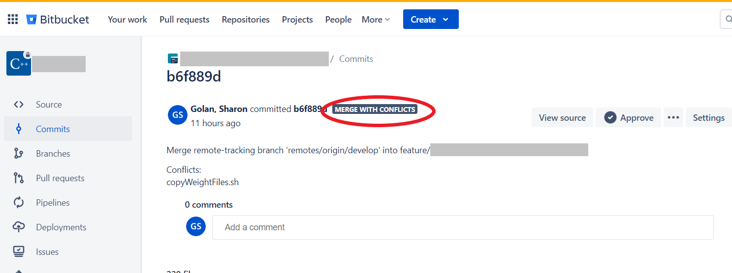 what does a label of "MERGE WITH CONFLICTS" side-...