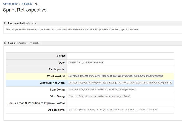 Retrospectives in Confluence