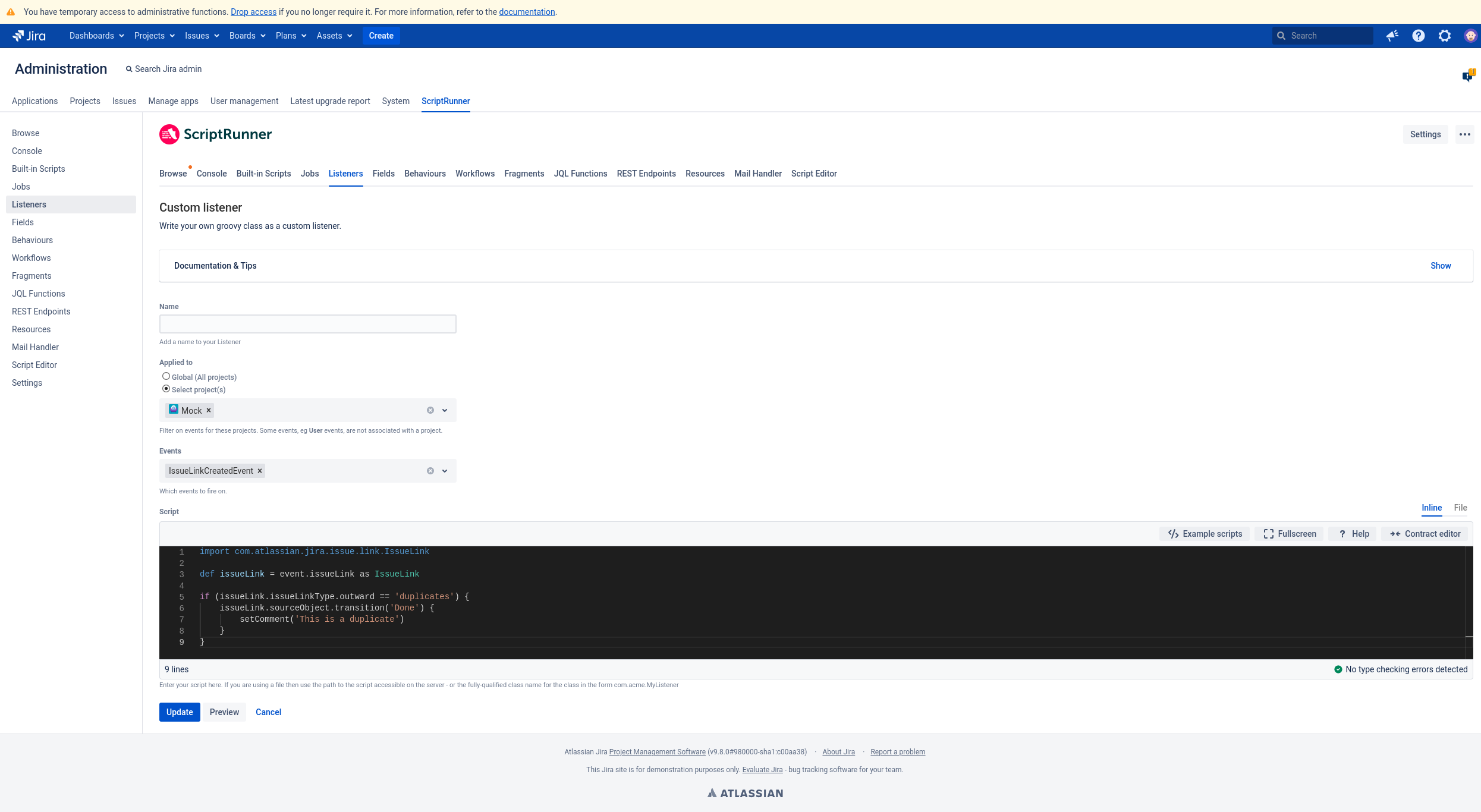 Need to close a issue type when the issue is marke...