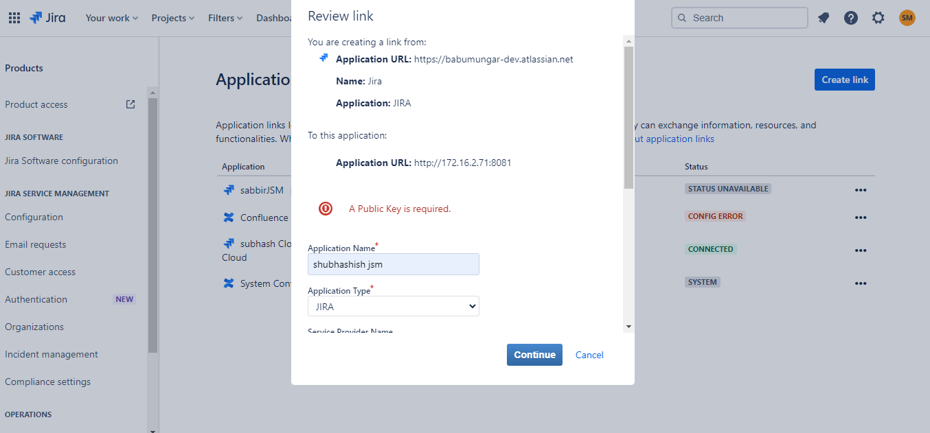 Procedure to make connection between jira cloud an...