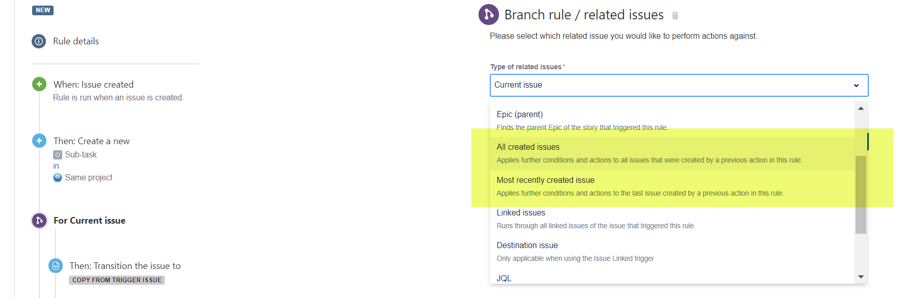 Automation: Sub-task status change