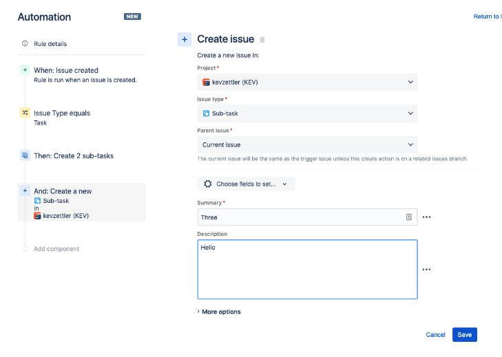 Automatically creating subtasks