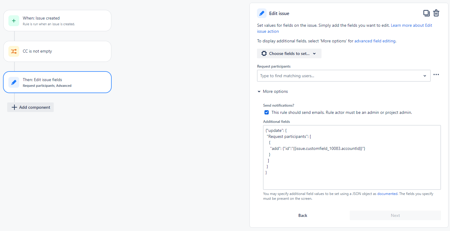 Copying values from a custom field to Request Part...
