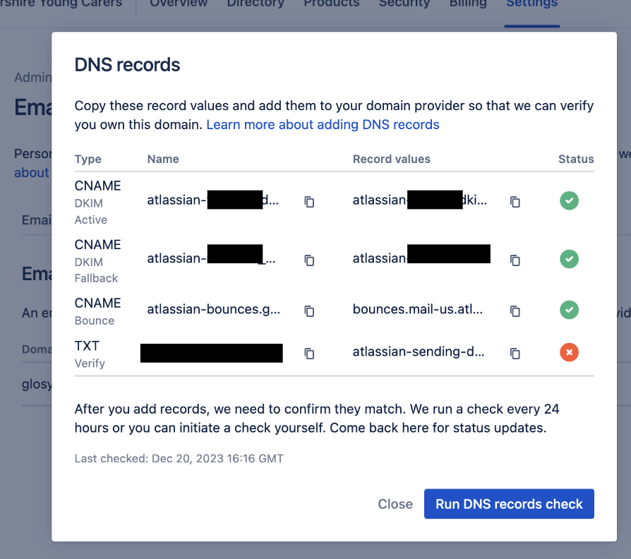 TXT record not verifying
