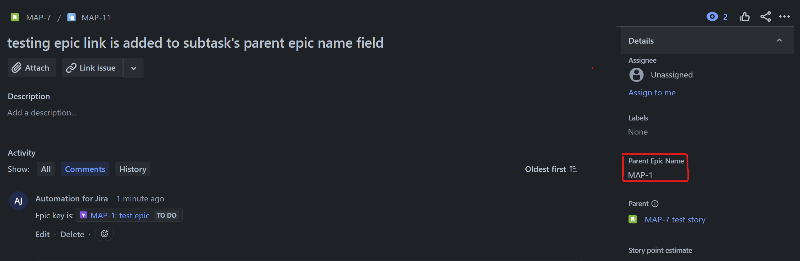 How to add Epic link to Subtask with new Parent fi...