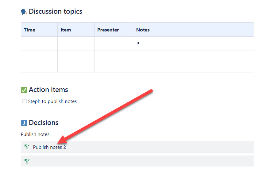 How can i properly edit the "Meeting Notes" templa...