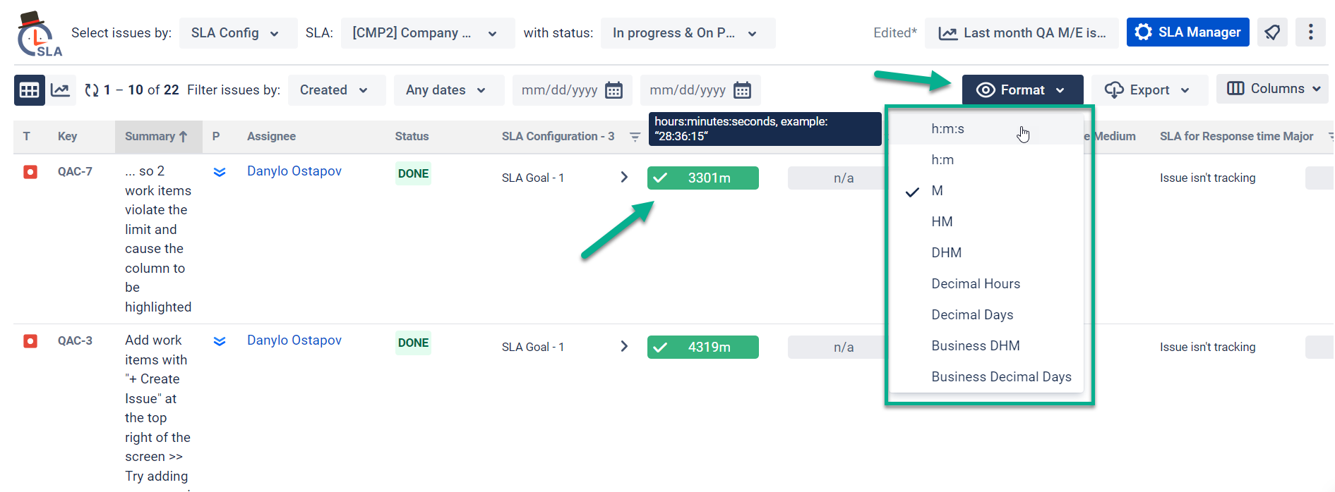 Is it possible to see the 'time to first response'...