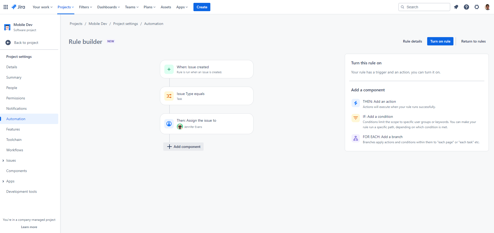 Changing default assignee