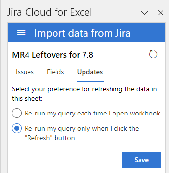 Export Jira data to Excel - Re-run my query eact t...