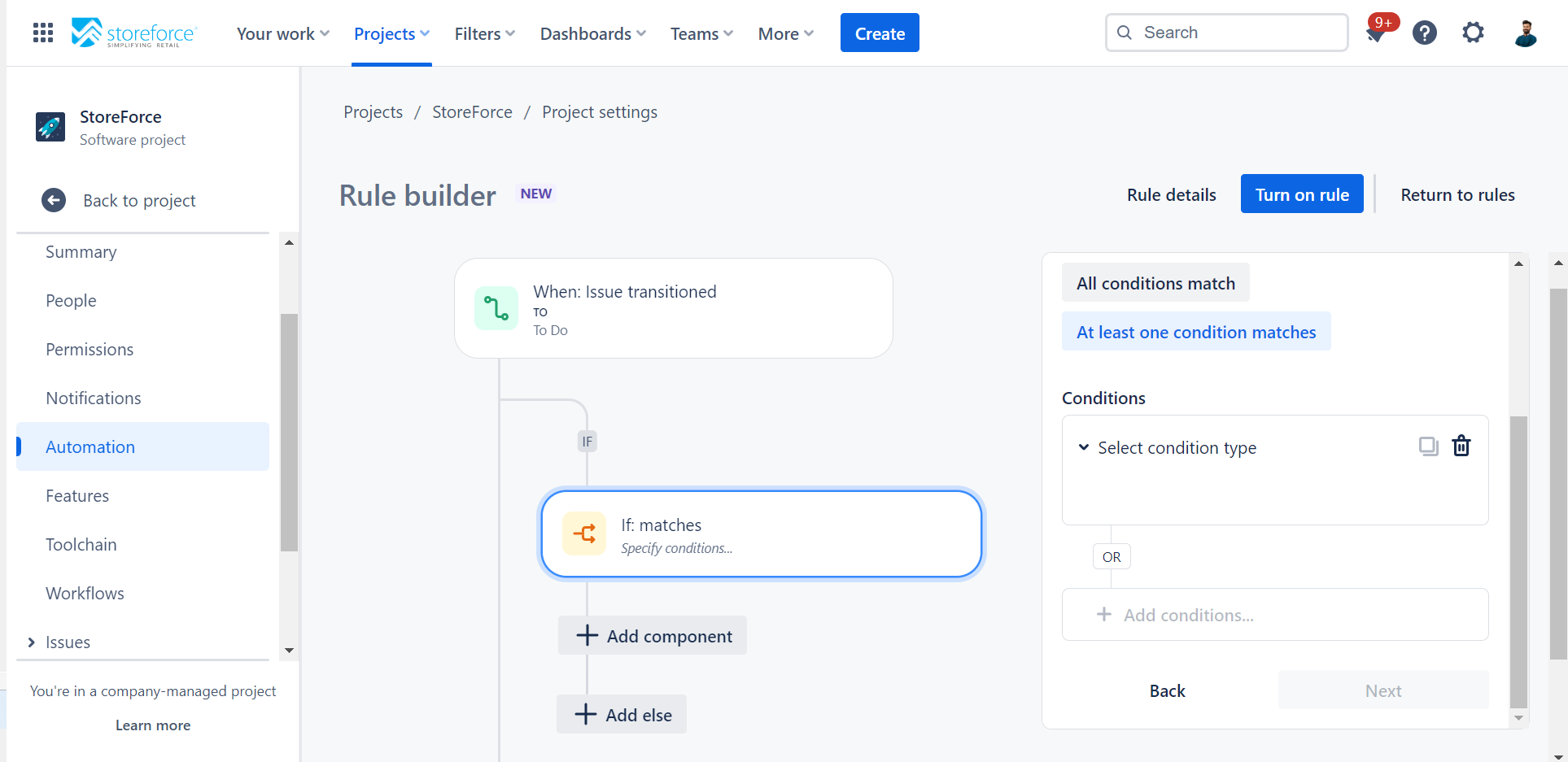 Condition field drop down in JIRA Automation is no...
