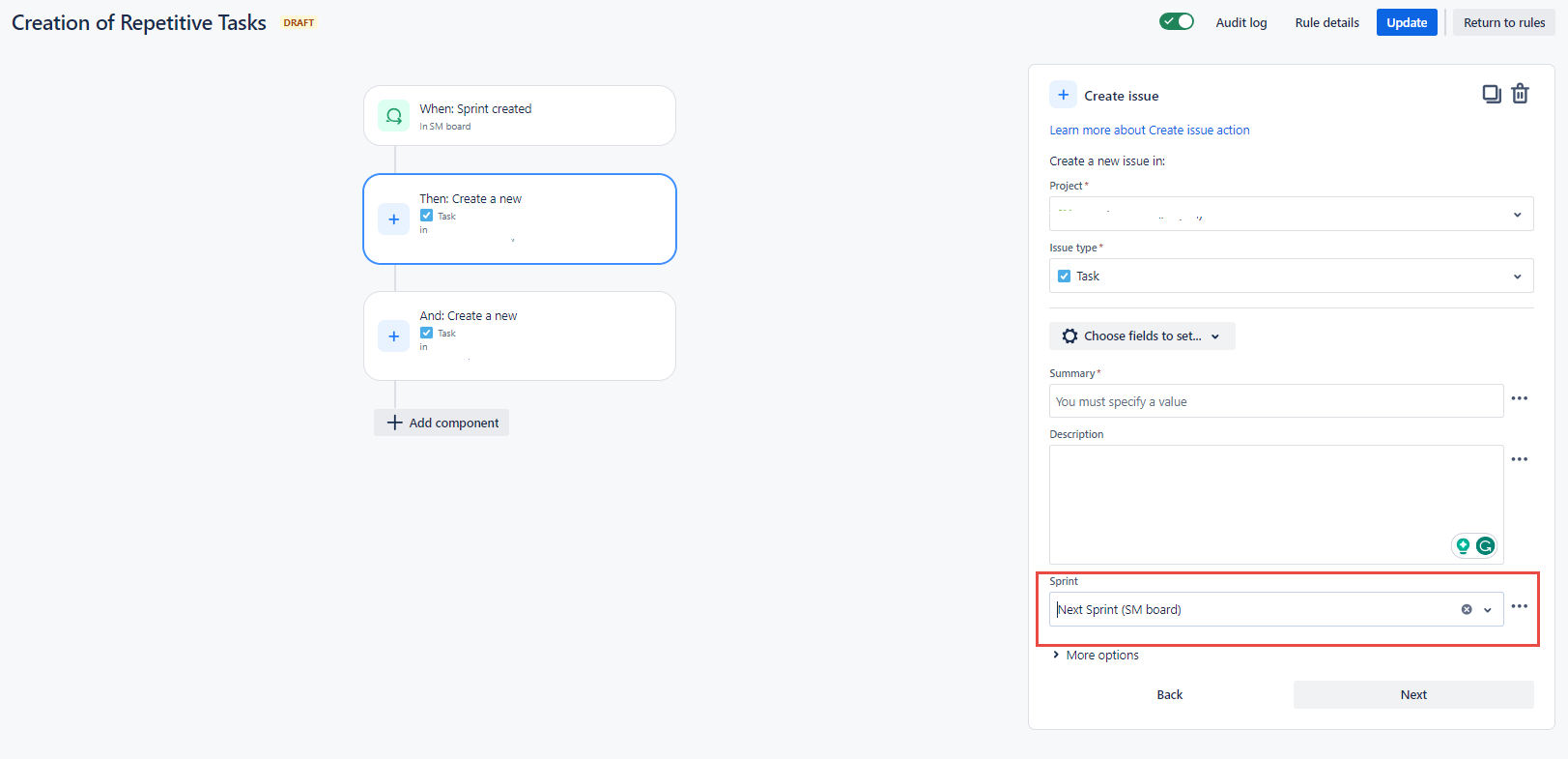 Solved: How to auto assign value to "Sprint" field in an i...