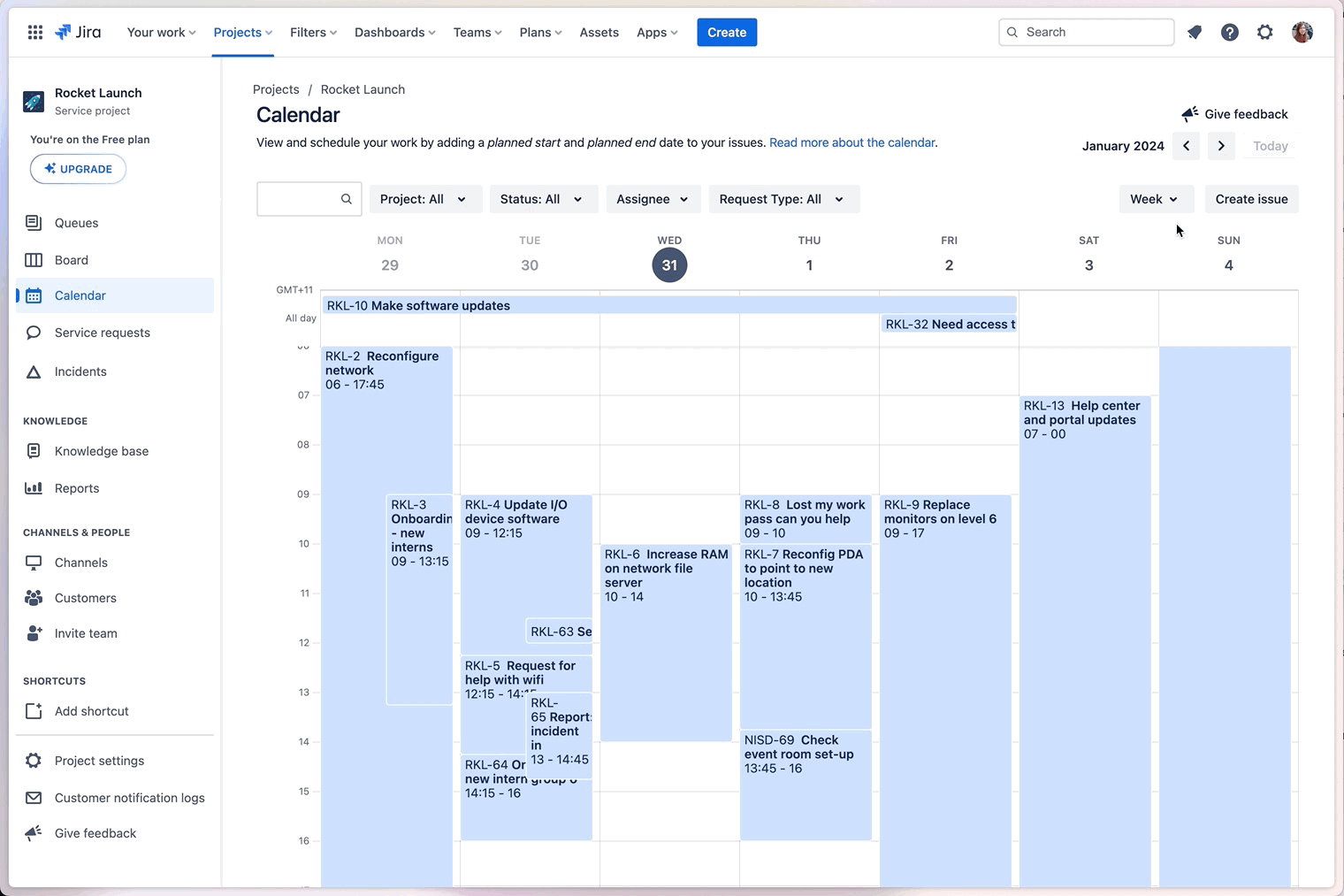 Early access program Jira Service Management calendar