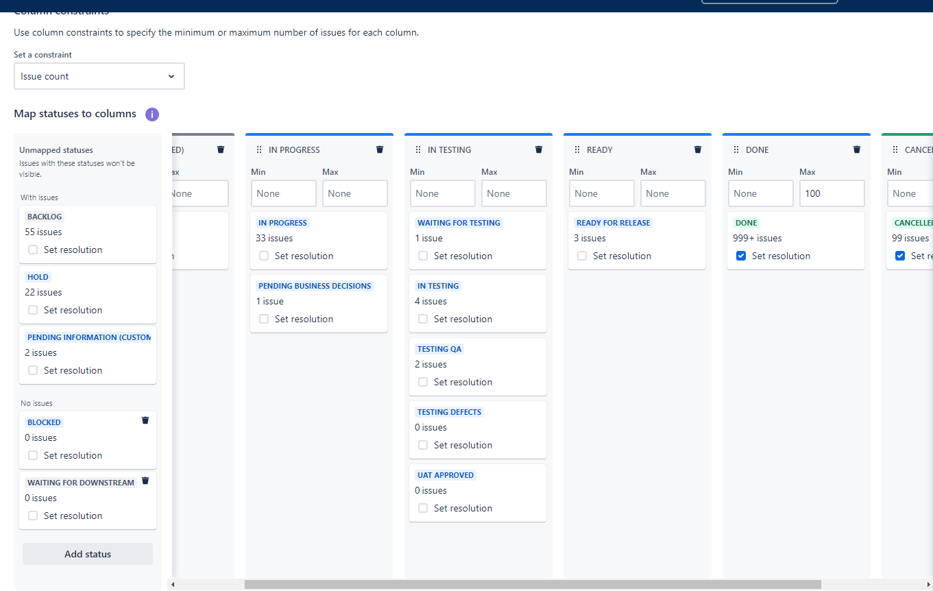 DONE issues showing in backlog