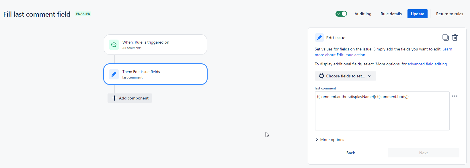 Solved: How to show Last Comment field contents on issue c...