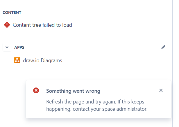 "page tree failed to load" error message