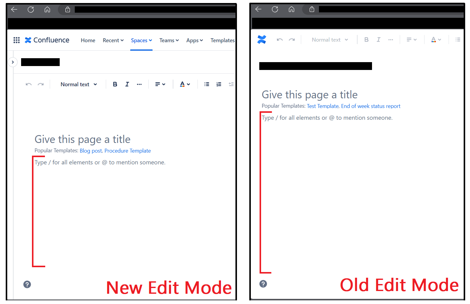 Confluence Cloud - New vs Old Edit Mode