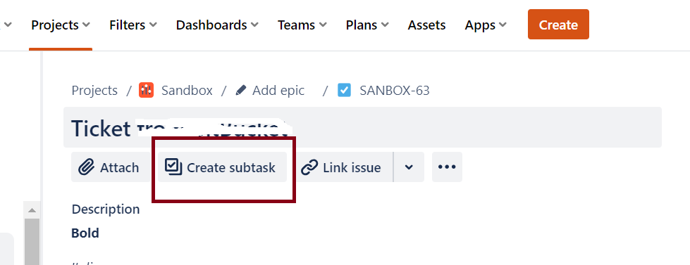 How to create Subtask for specific project?