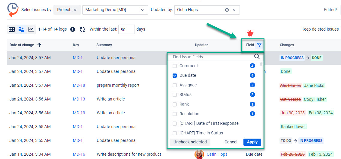How to get history for the specific issue field in... - Atlassian Community