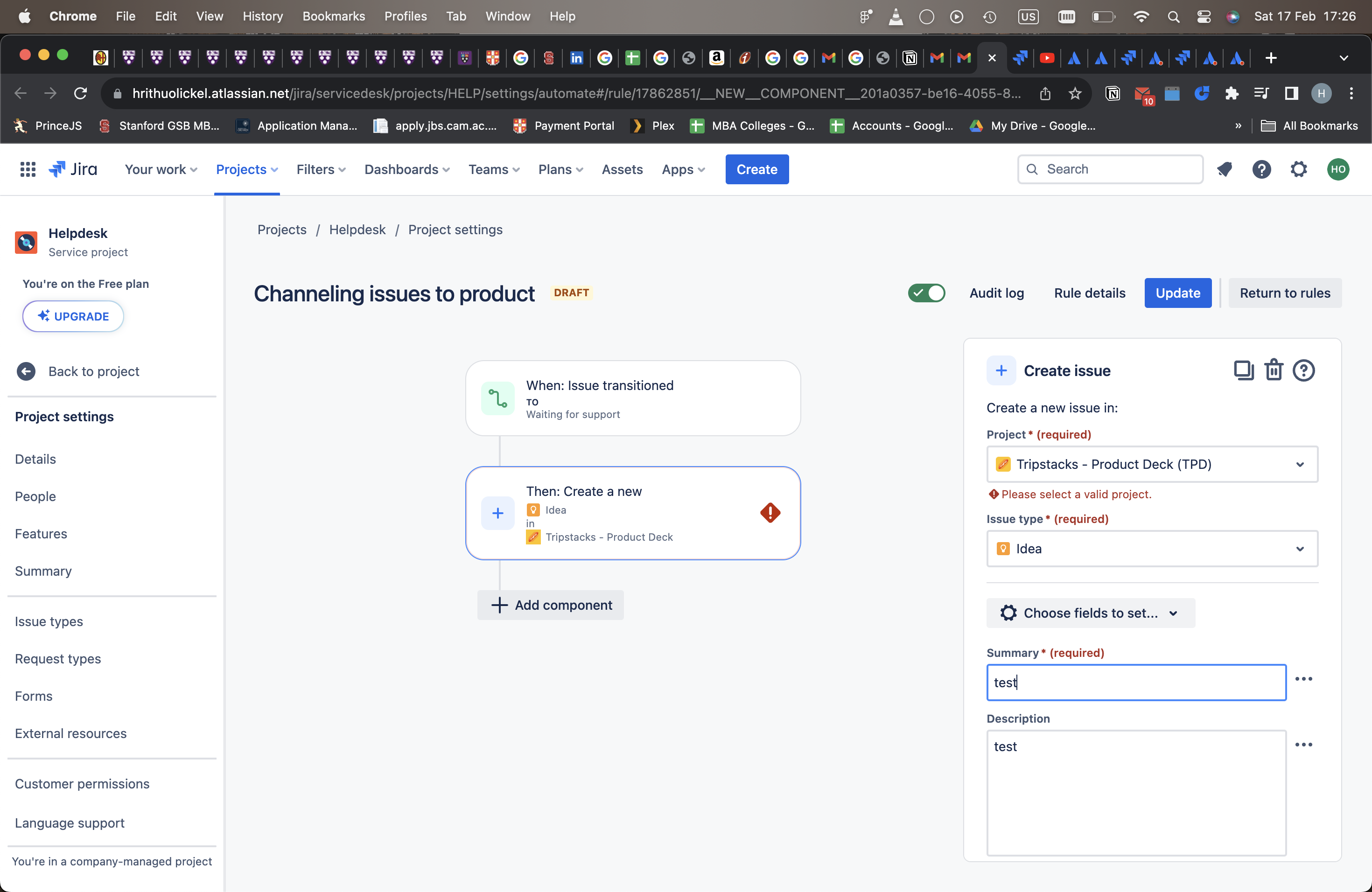 Cannot create an automation to create a ticket in ...